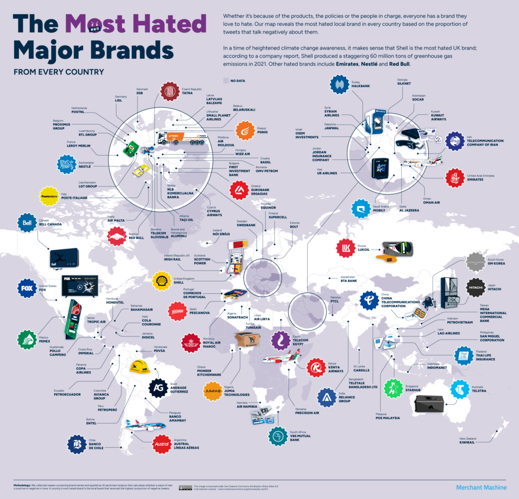 The Most Loved and Hated Brands From Every Country [MAP] - Merchant Machine